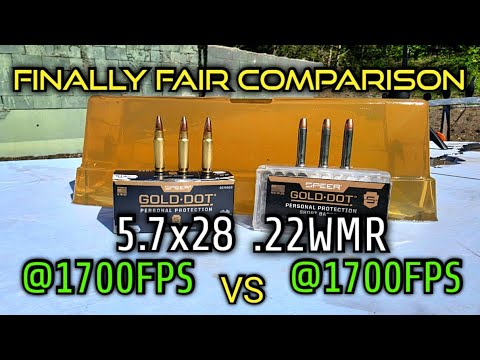Finally FAIR .22WMR vs 5.7x28 Ballistic Gel Test - Speer Gold Dot