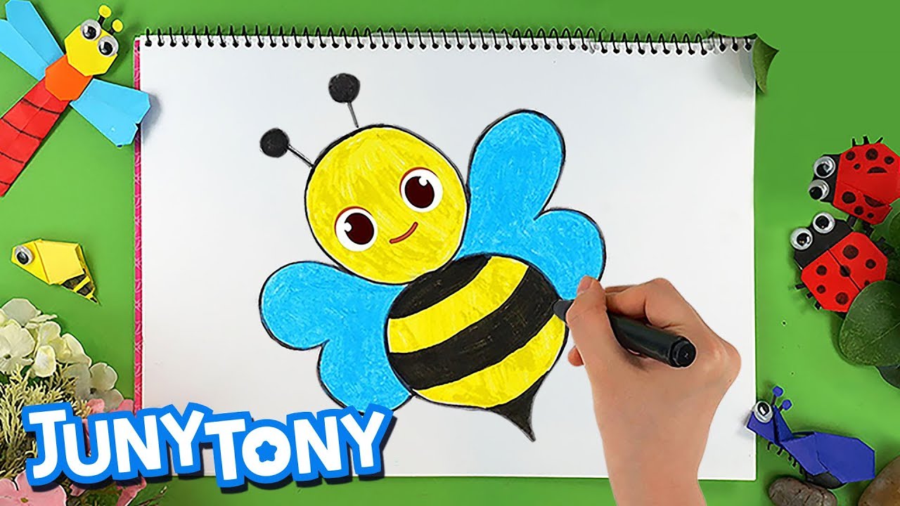 Let’s Draw Insects | Drawing Tutorial Song for Kids | How to Draw Insects | JunyTony