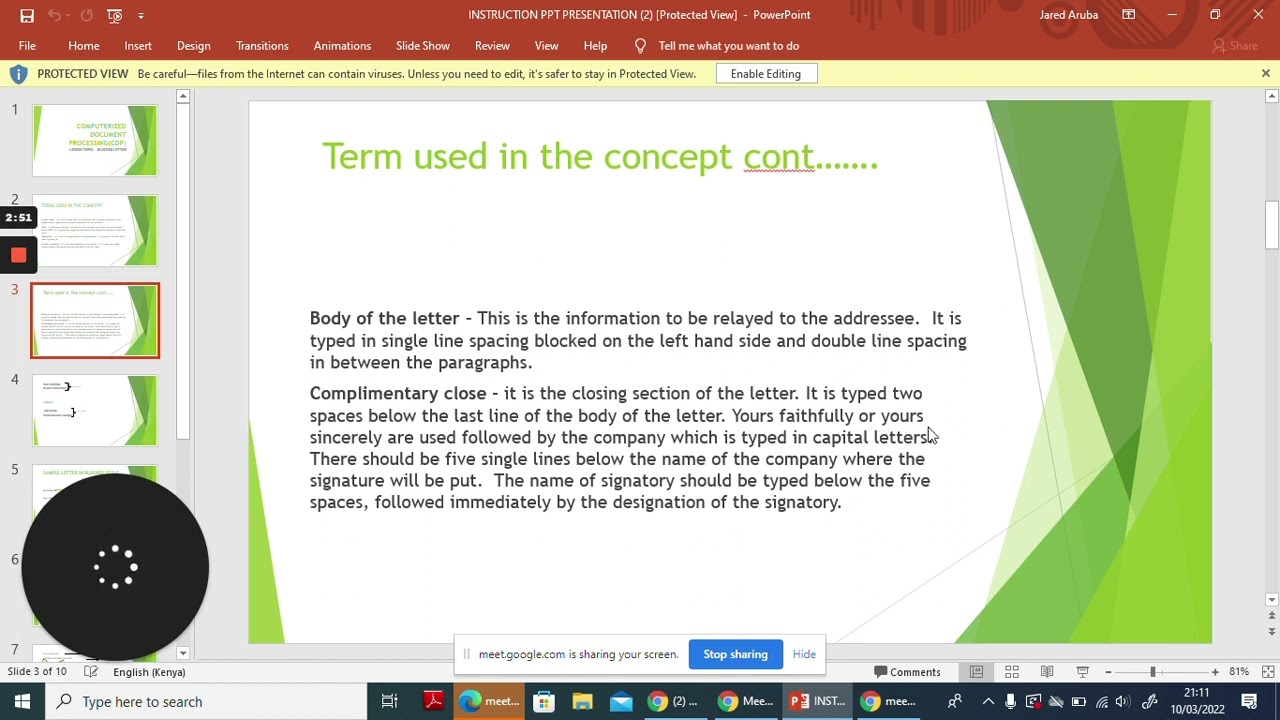 Computerized Document Processing (Blocked Letter)