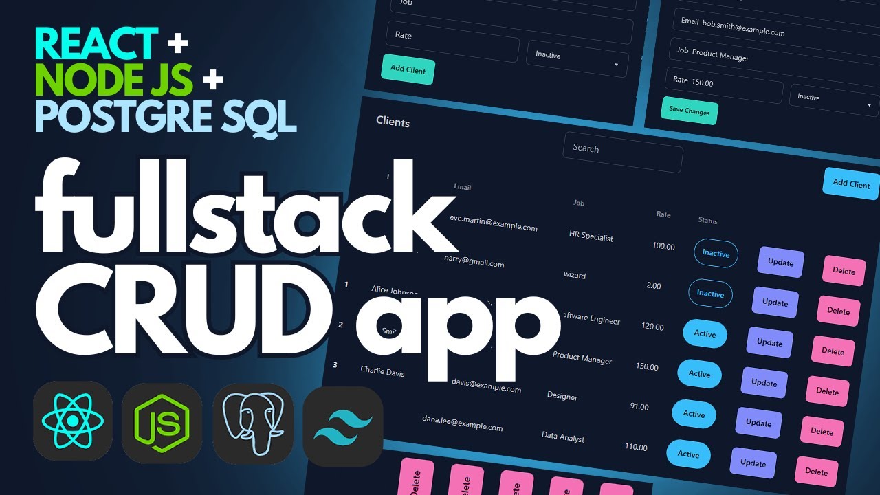Build a Full Stack CRUD App using React Tailwind Node PostgreSQL | Best practice & Industry standard