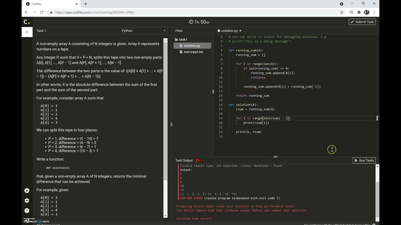 Codility - Solving TapeEquilibrium in Python getting 100% by reducing Time Complexity