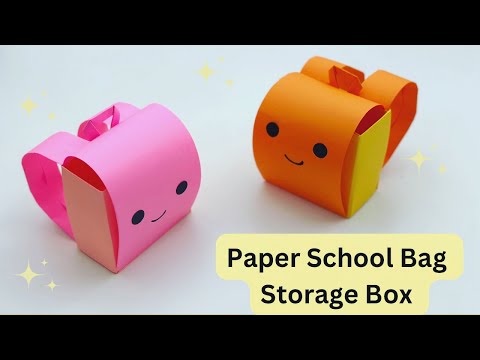 DIY MINI PAPER SCHOOL BAG STORAGE ORGANIZER / Paper Craft / Origami Storage Box DIY /Desk Organizer