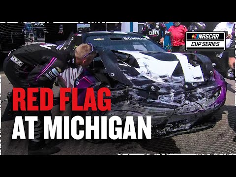 Alex Bowman Crashes Hard, Red Flag Stops NASCAR Race | 2025 FireKeepers Casino 400