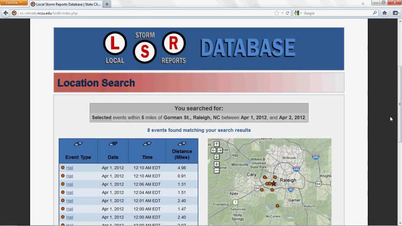 Local Storm Reports Database Tutorial