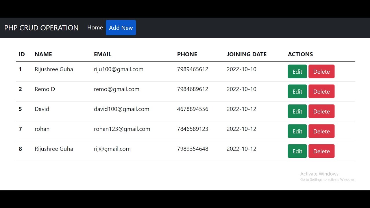 PHP CRUD Operation| Create, Read, Update, Delete.