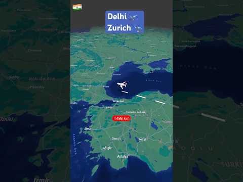 Flight from Delhi(India)🇮🇳to Zurich(Switzerland)🇨🇭✈️ by Swiss airline#travelroutes #airline #map
