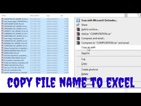 copyaspath | Copy list of File name into excel | copy multi pdf name to excel