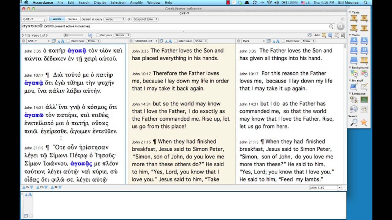 Greek for the Rest of Us: Screen cast on inflection (Accordance 9)