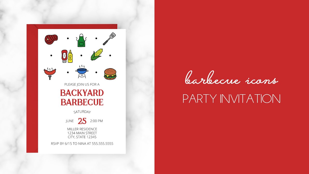 Barbecue Icons Party Invitation