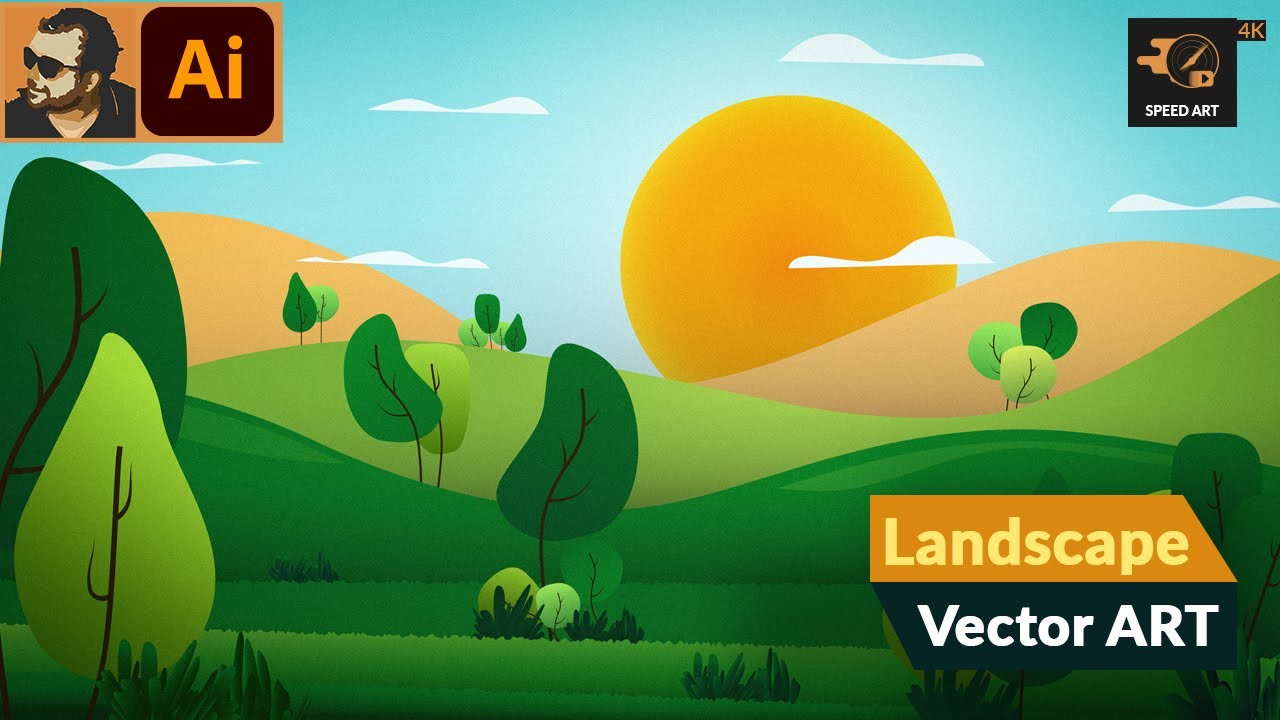 How to Draw a Simple Landscape Vector Art in Adobe Illustrator | Tutorial