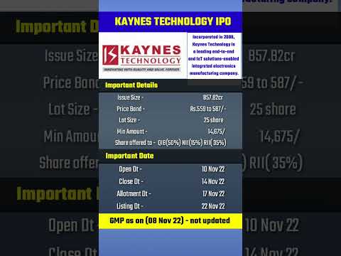 Kaynes Technology IPO Details | Kaynes Technology IPO GMP #ipo #gmp #ipodetails #gmptoday #shorts