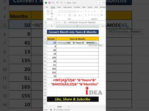 ๐
Convert Months into Years and Months in Excel ๐ | Excel Formula