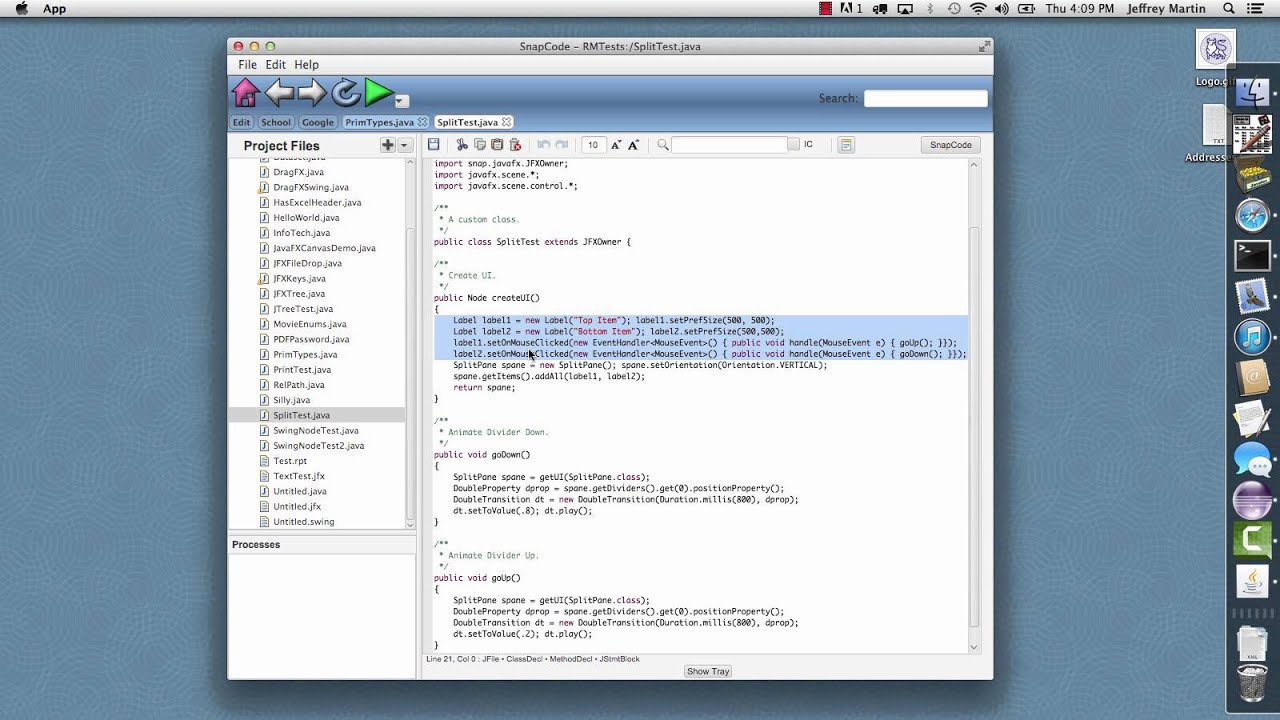 SplitPane Animation using DoubleTransition