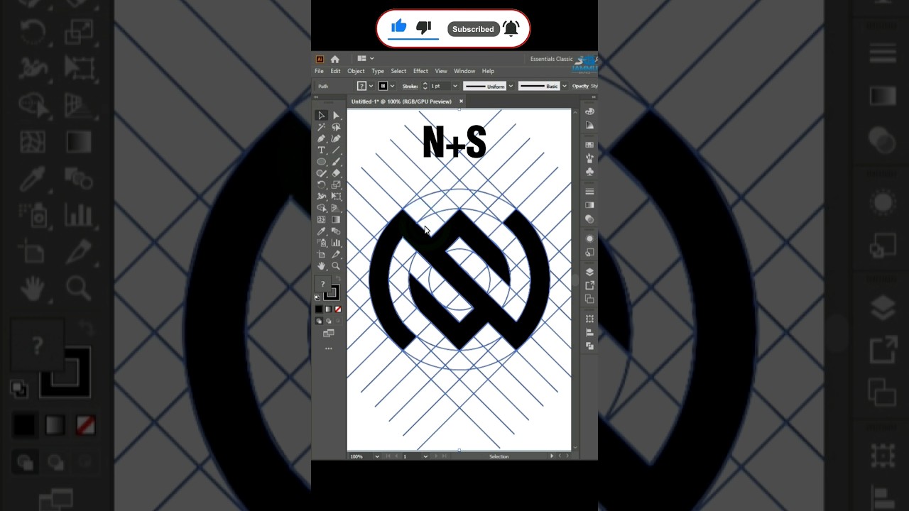 N+S Monogram #logo Design In Illustrator #shorts