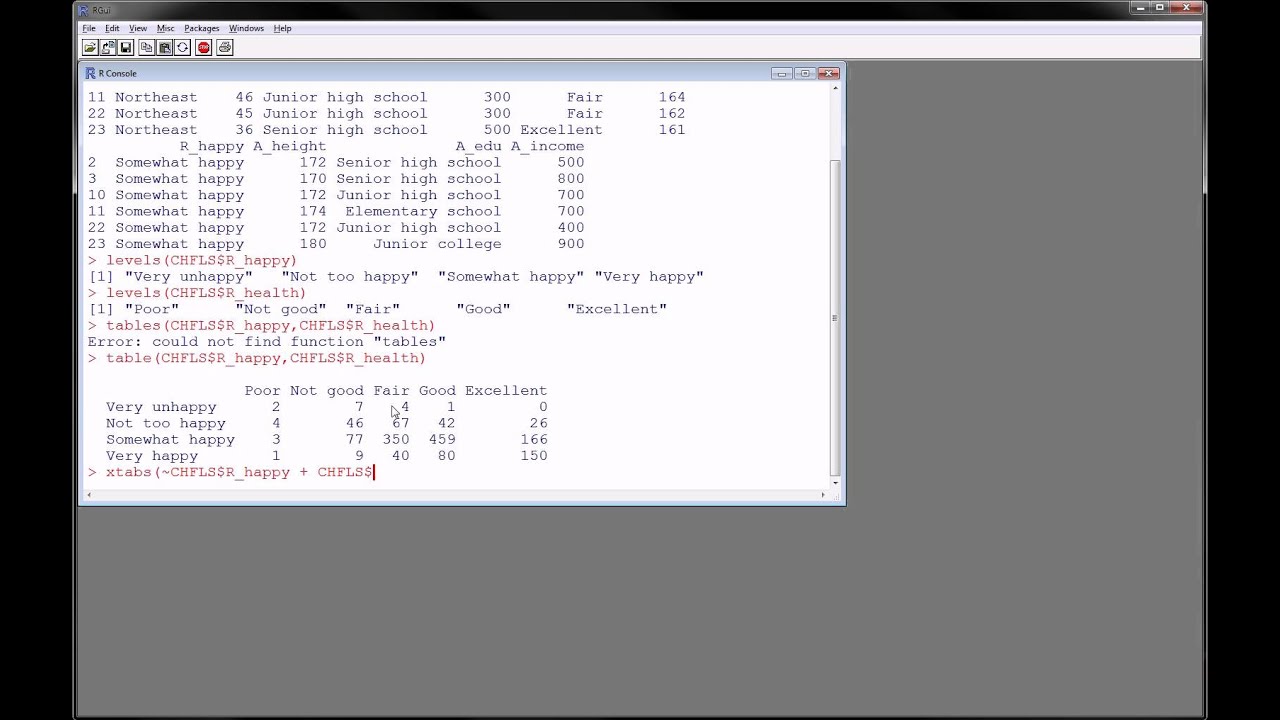 R - Table & xtabs functions