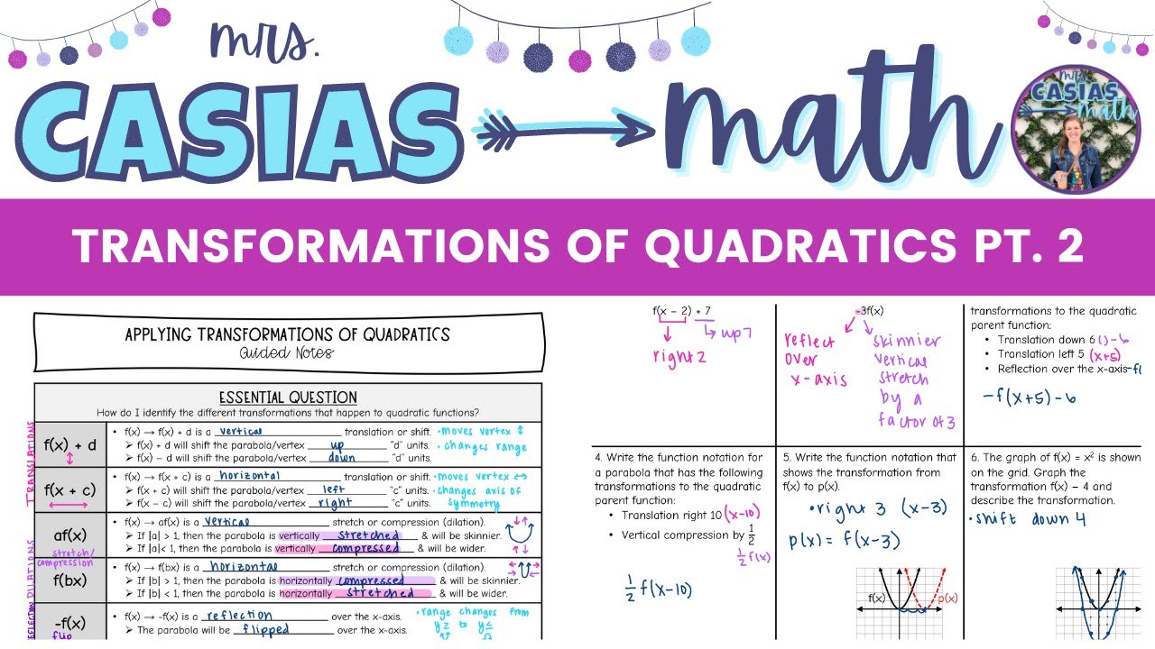 Transformations of Quadratic Functions with Desmos Sliders | Algebra 1 Lesson