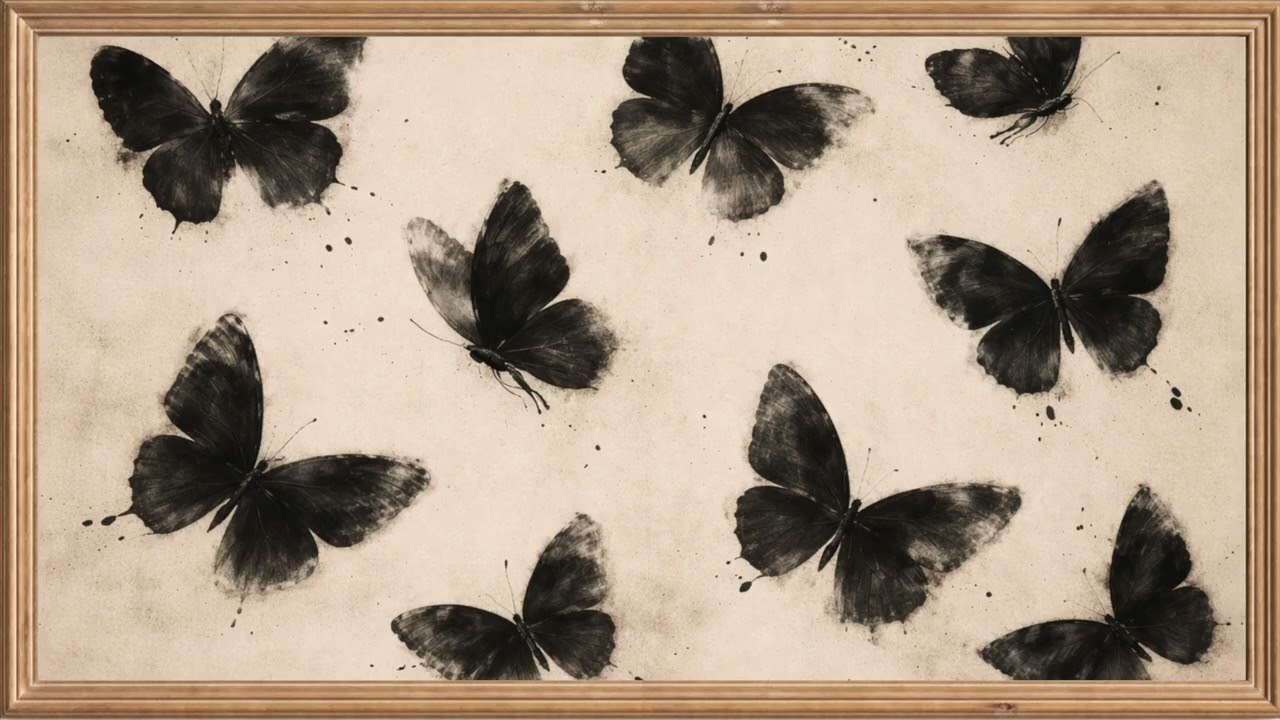 Minimalist Butterfly Art 4K (4 Hours) | Beige Aesthetic Wallpaper with Soft Classical Piano
