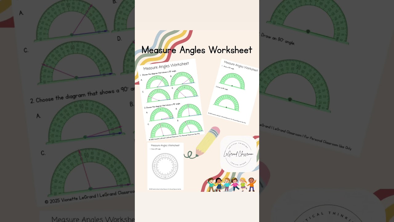 How to Measure & Draw Angles with a Protractor | Geometry Worksheets for Students