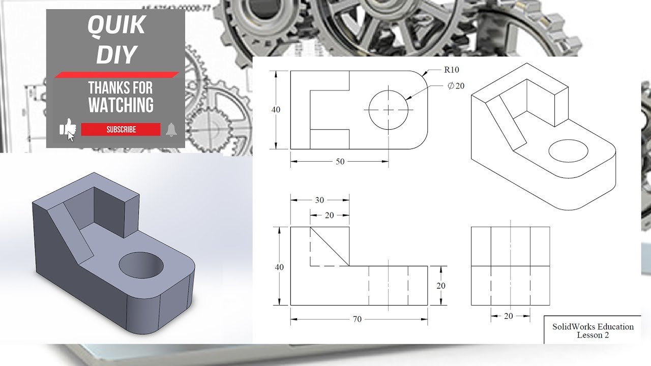 Solidworks CAD Tutorial exercise #2 for beginners