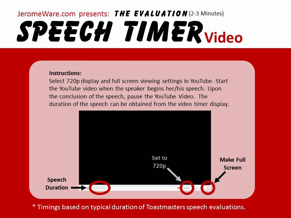 Toastmaster Speech Evaluation Timer Video