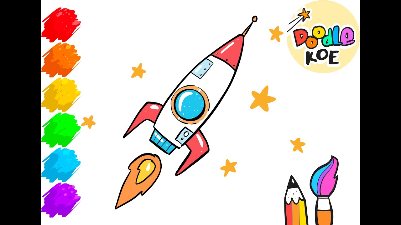 Space Rocket | drawing & coloring for kids and toddlers 🪄
