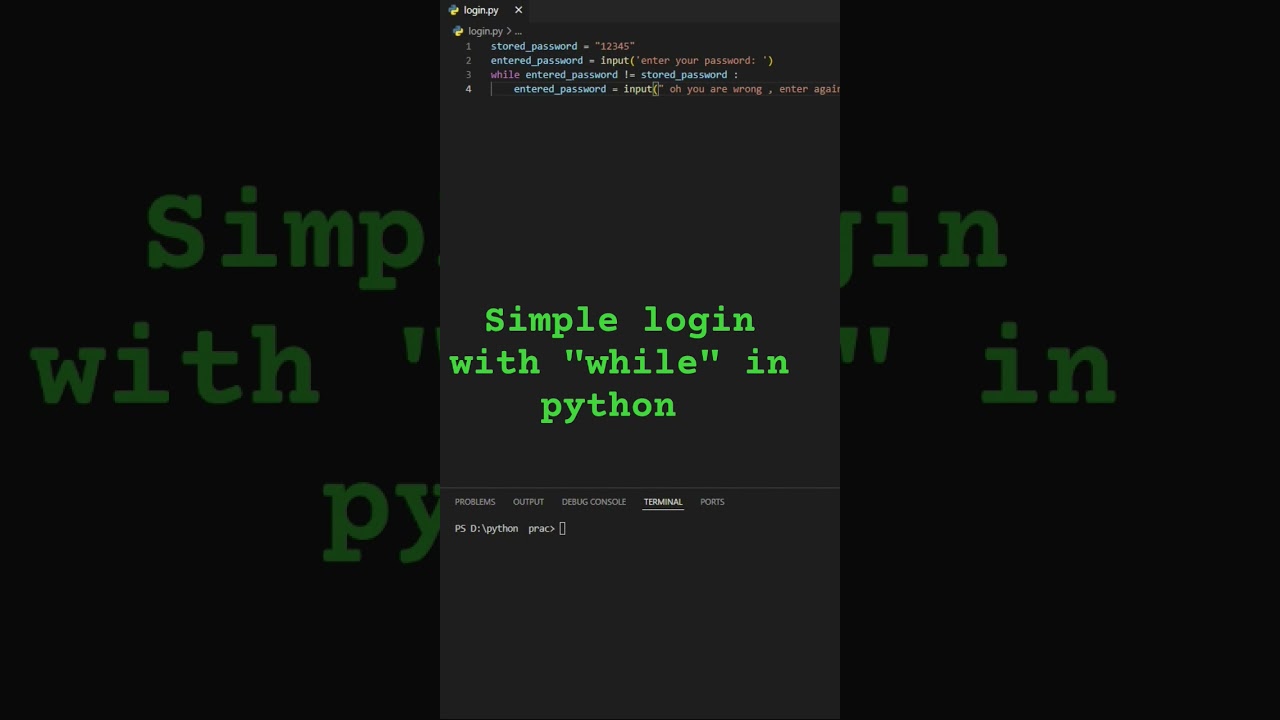 simple login  in python #shorts #pythontutorial #simple