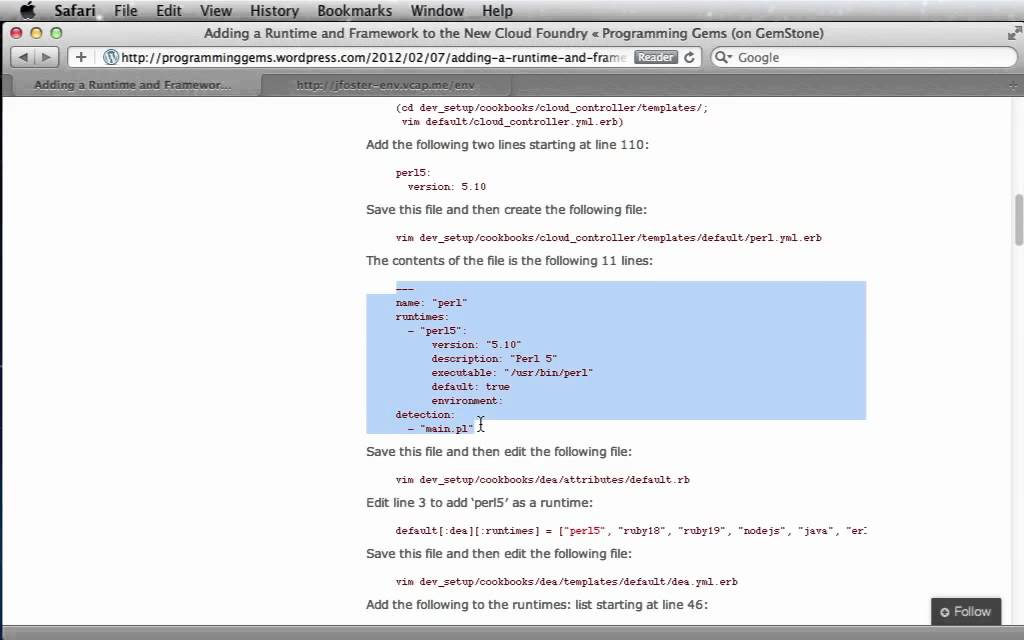 Adding a Runtime and Framework to Cloud Foundry
