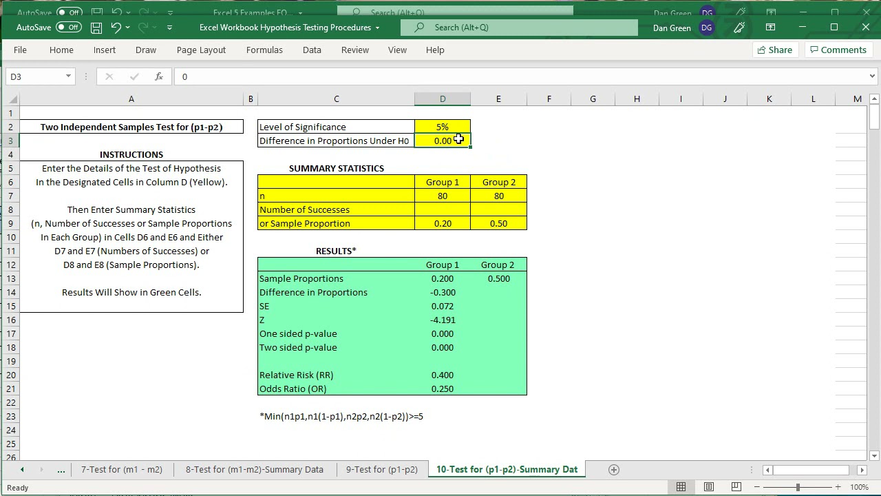 Excel 5 Examples Problem 4