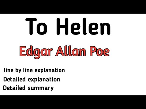 To Helen poem by Edgar Allan Poe || To Helen poem line by line explanation || #Poe #Tohelen #english