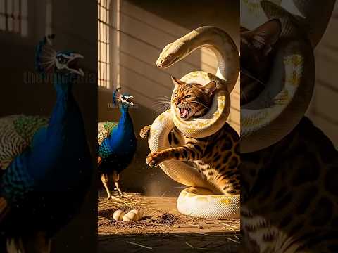 Mother peacock defends her eggs from a deadly anaconda โ real rescue moment! ๐ฆ๐ #shorts