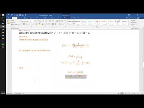AU MATH 3020 Dr. Wilson Convolution 3 Exercise 2