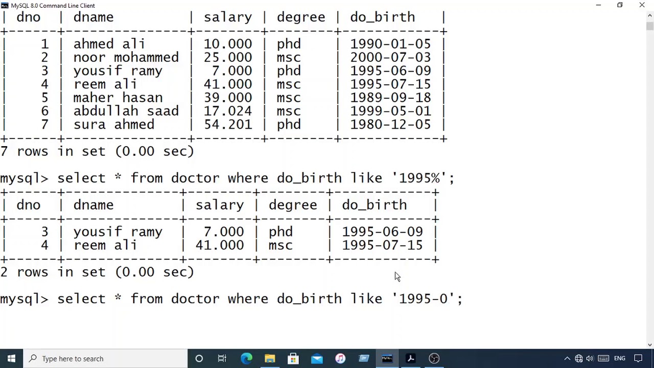 MySQL Lab: like operator