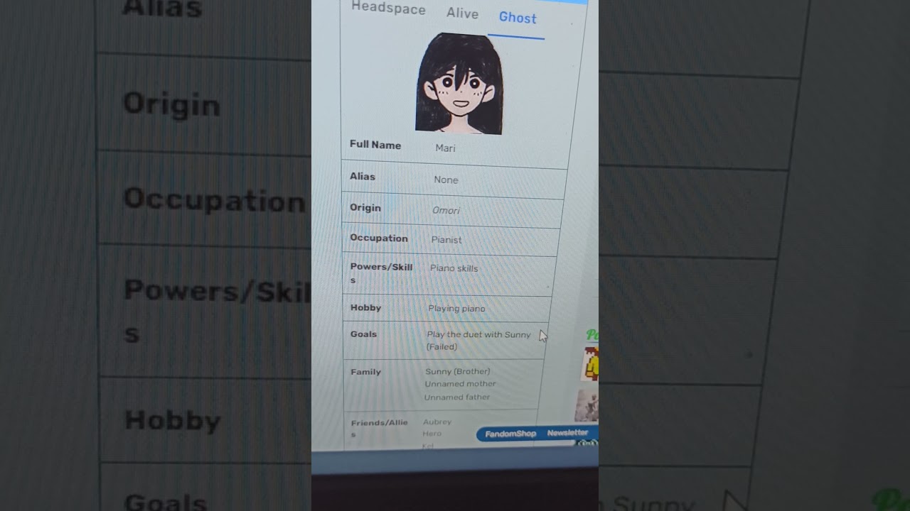 (omori spoiler) when you go to the heroes wiki and see Mari on there