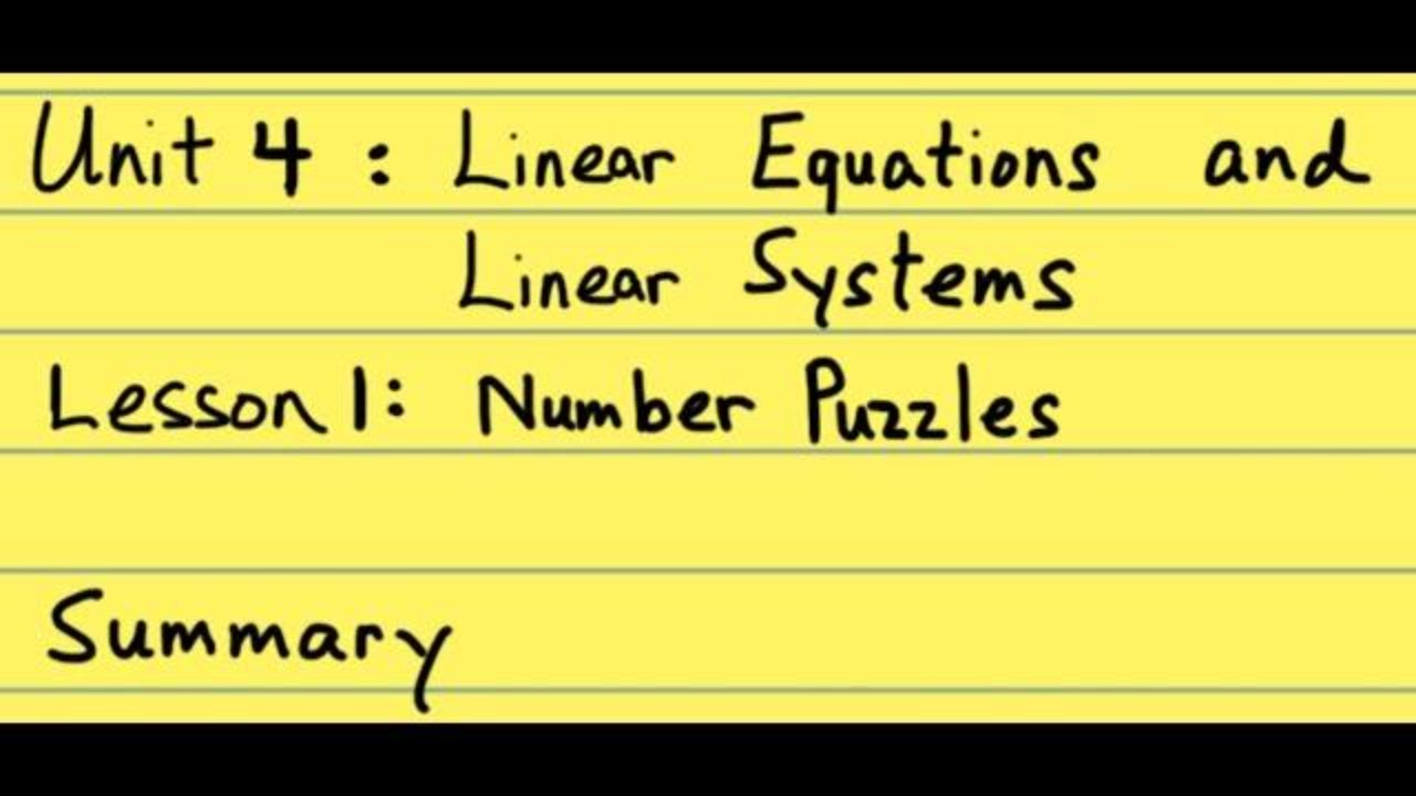 8th Grade Illustrative Mathematics: Gr. 8; U4; Lesson 1:  Summary