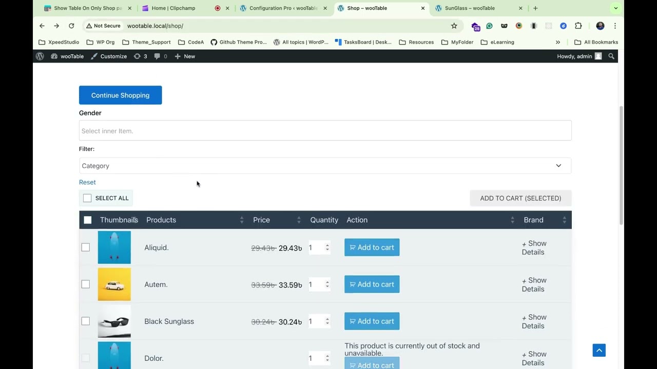 How to show woo product table in the shop page only
