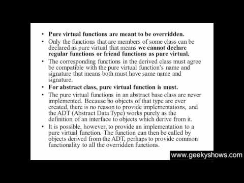 Learn 156 Characteristics of Pure Virtual Function in C Hindi - Mind Luster