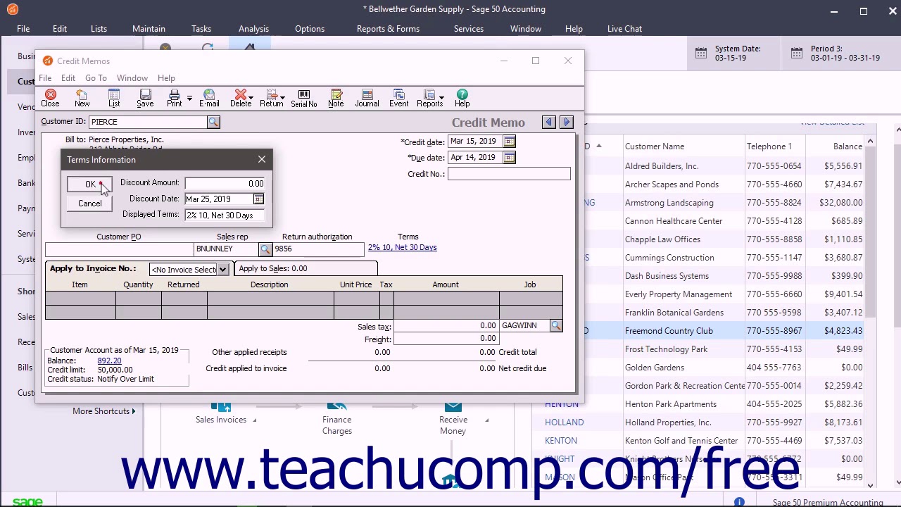 Sage 50 2018 Tutorial Entering and Applying Credit Memos Sage Training
