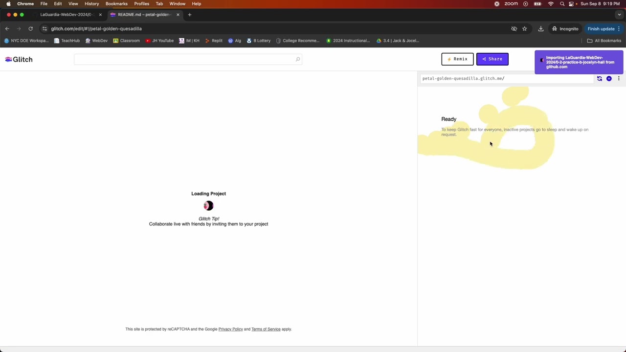 GitHub + Glitch Assignment Workflow