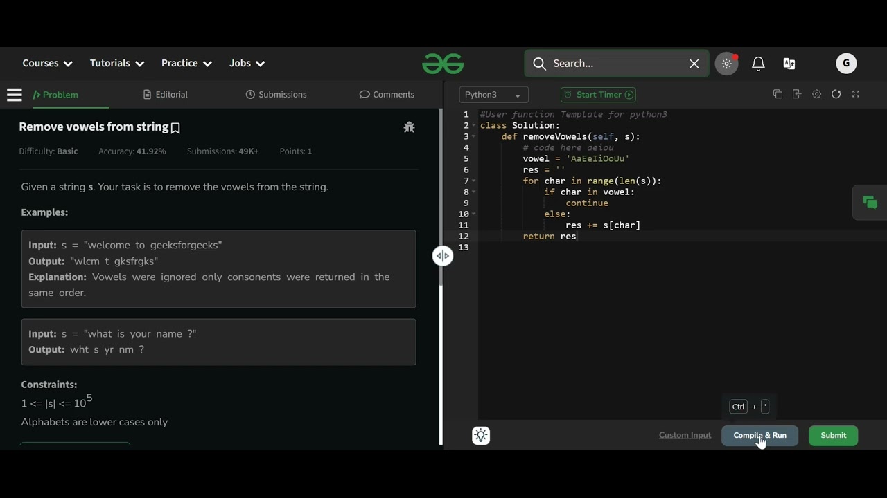 Remove vowels from string in Python | Python Interview Question | Data Analyst Data engineer