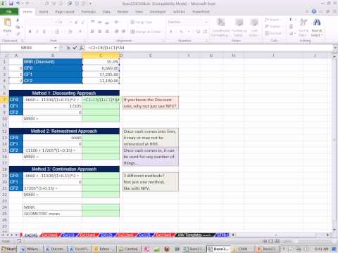 ACCTG 455: Excel Finance Class 76: Investment Criteria: MIRR - Modified Internal Rate of Return