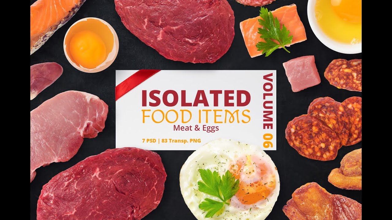 Isolated Food Items – Meat, Eggs