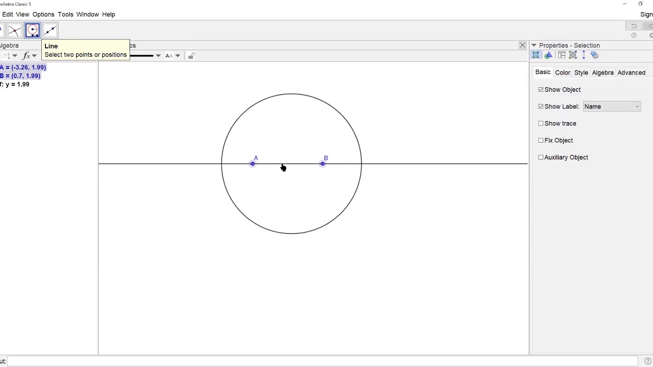 Geogebra Intersect Tool Demonstration