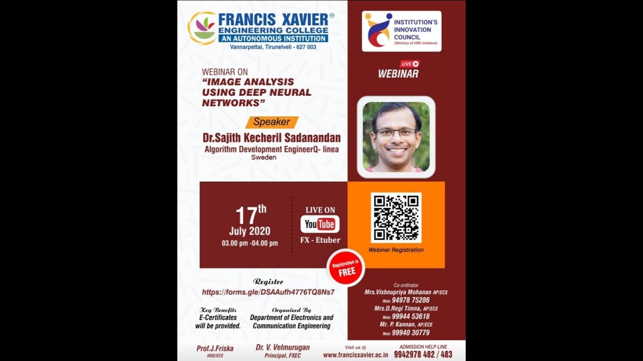 Webinar on, “Image Analysis using Deep Neural Networks