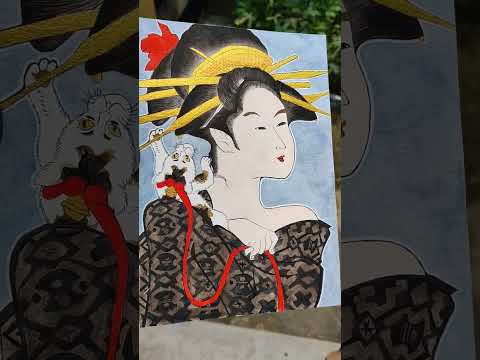 my 1st ukiyo-e painting #shorts #japanese #ukiyoe #painting #traditionalart