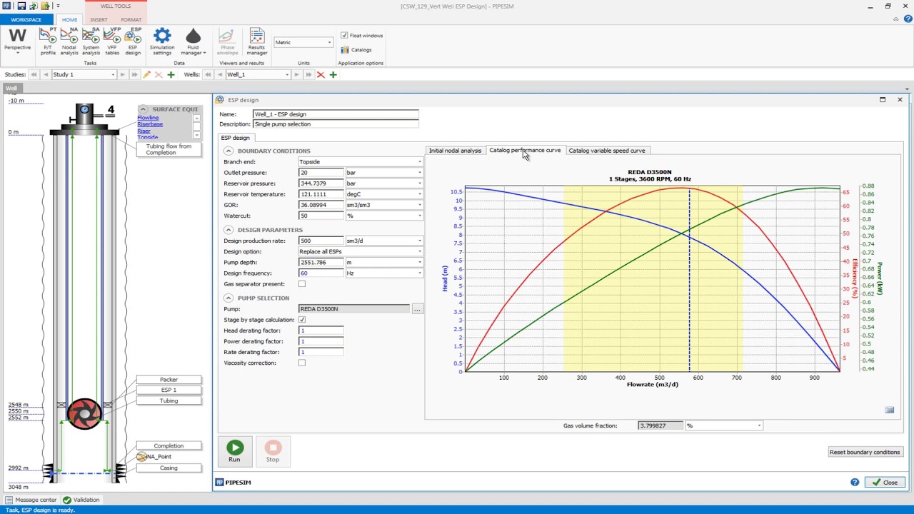 ESP design using PIPESIM simulator