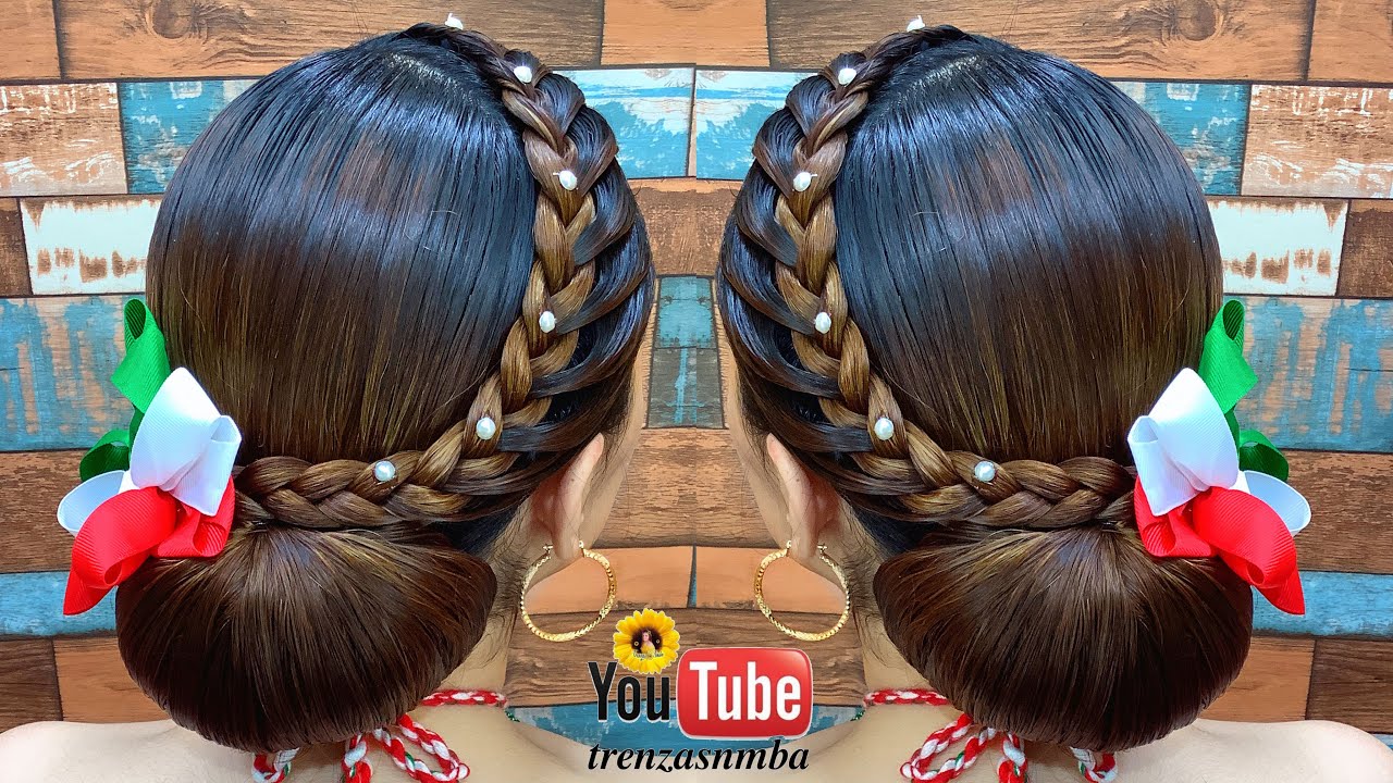 Increíble peinado en trenza fácil ❤️ peinado para fiestas patrias , peinados para niñas 🇲🇽
