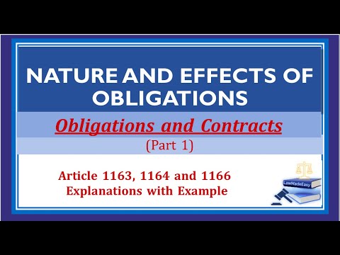 Part 1. Nature and Effects of Obligations. Obligations and Contracts.