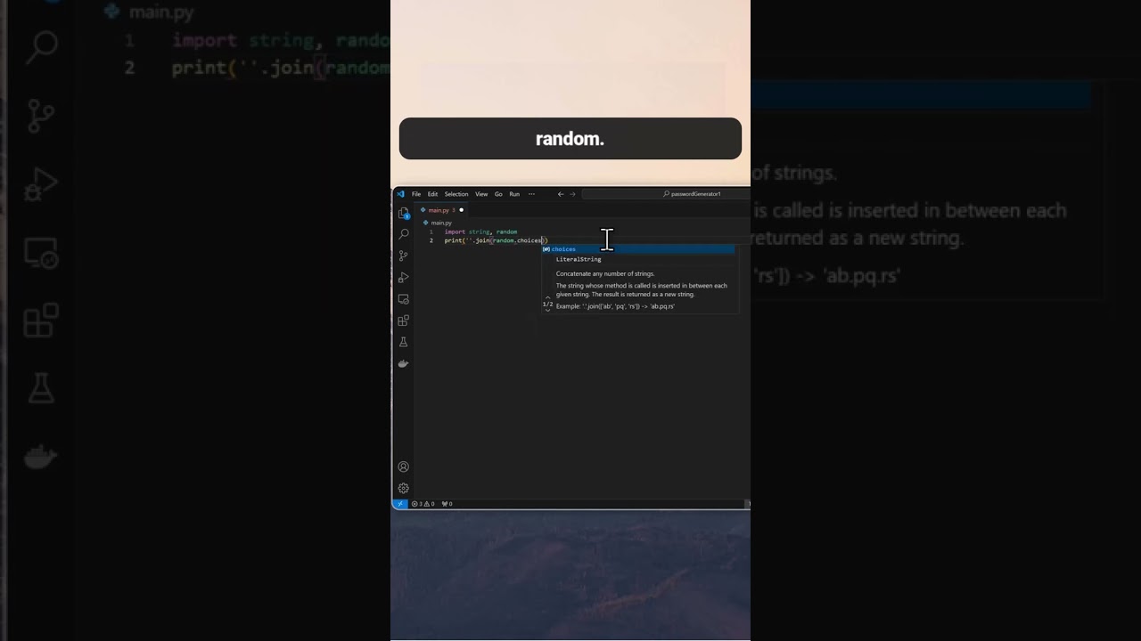 One-Liner to Generate Random Passwords in Python. #pythonprogramming#cybersecurity #encryption