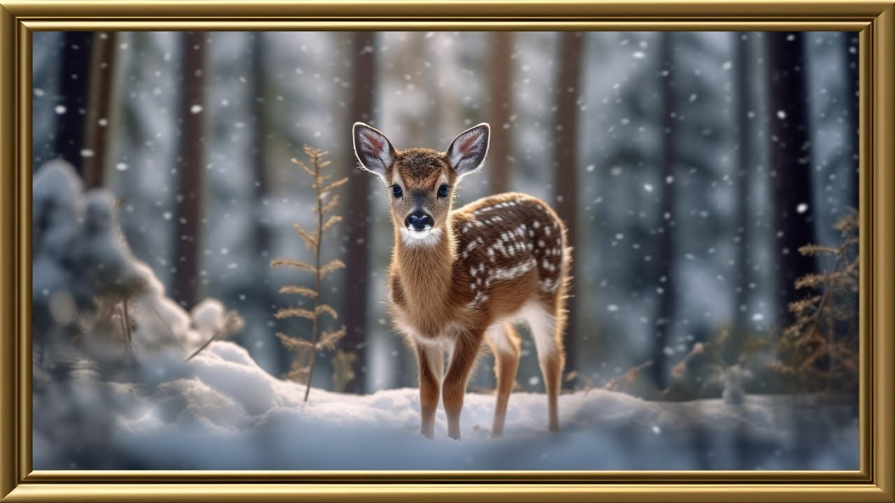 Winter Deer Art Screensaver | 16 Gorgeous 4K Images for Your TV