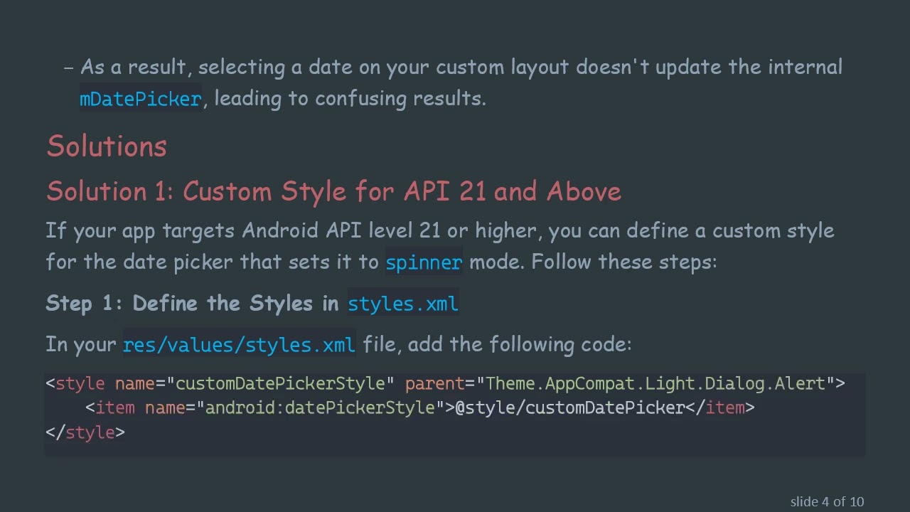 How to Change the Date Picker Style to Spinner in Android Fragments